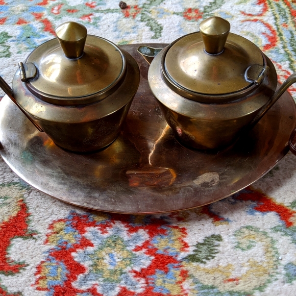 Dining | Brass Cream Sugar Set W Tray | Poshmark
